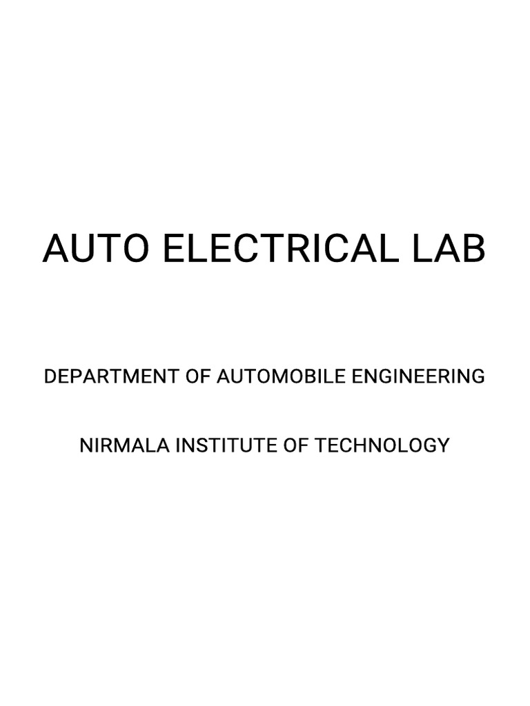 Auto Electrical Lab | PDF