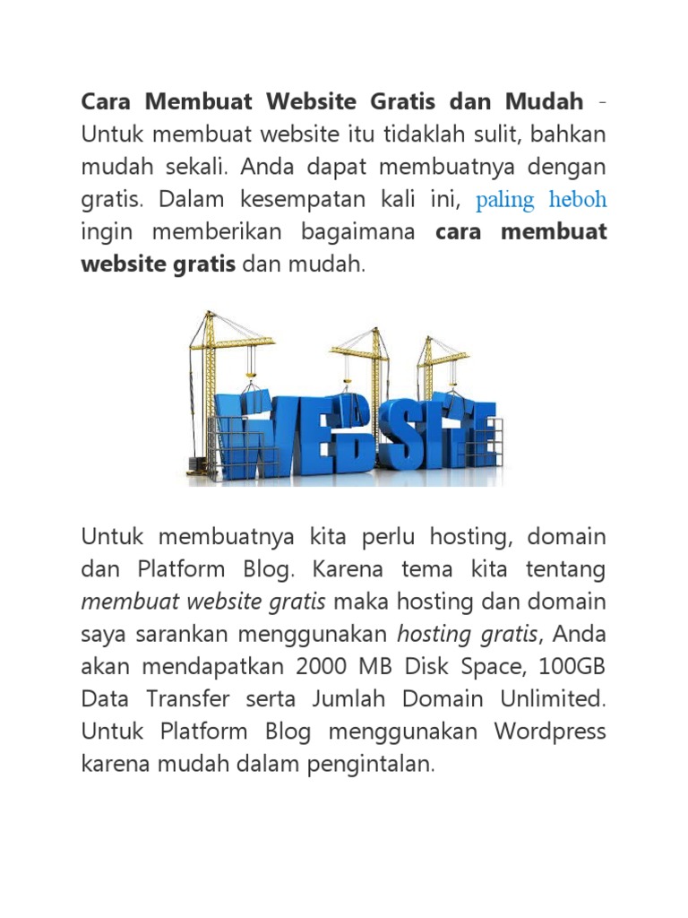 Cara Membuat Website Gratis Dan Mudah | PDF