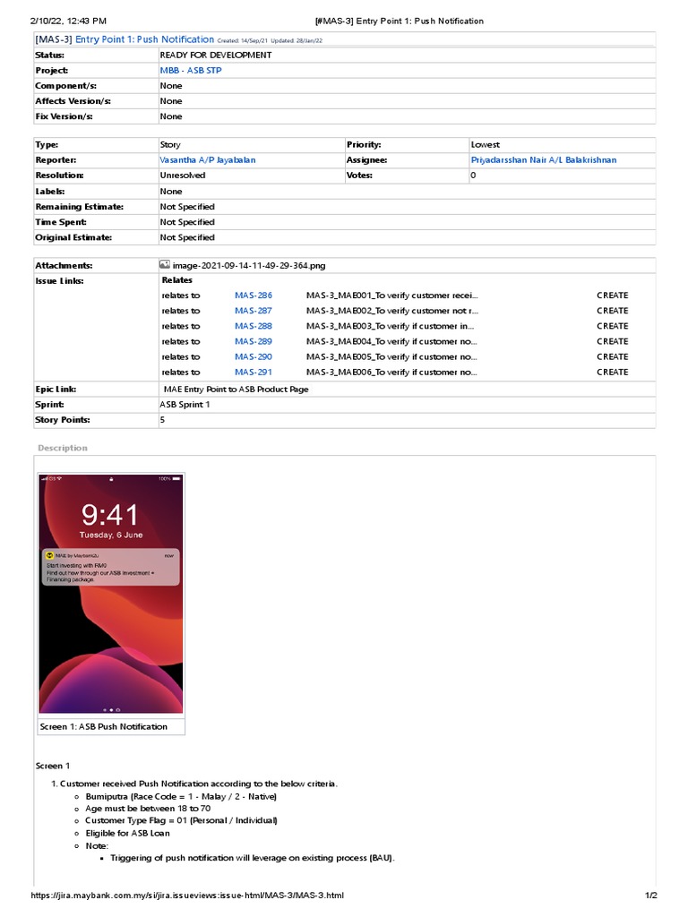 Entry Point 1: Push Notification: MBB - Asb STP | PDF | Computing ...