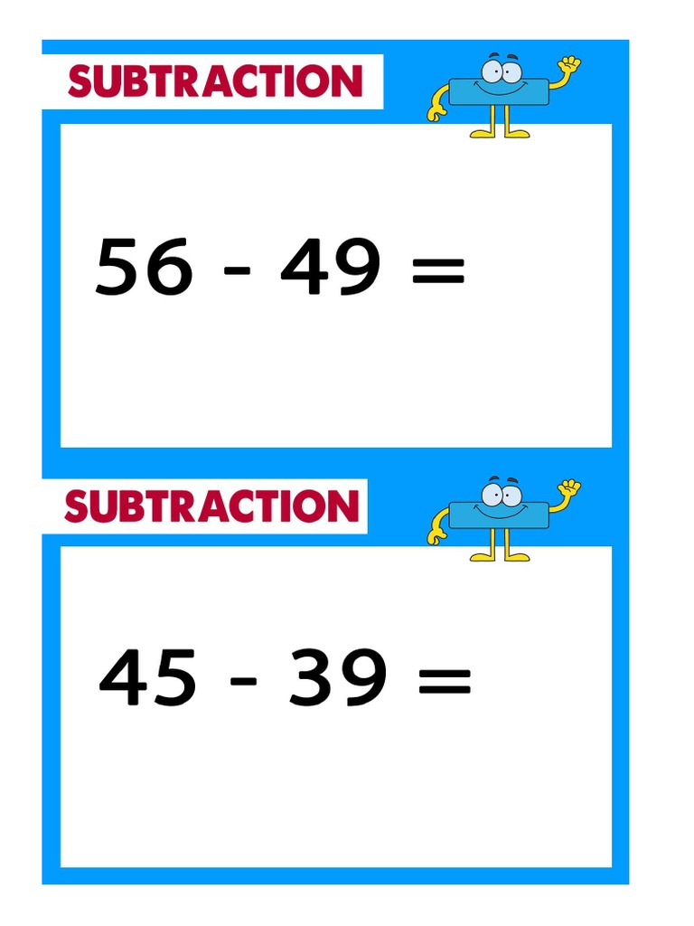 Grade 6 Subtraction Flashcards | PDF