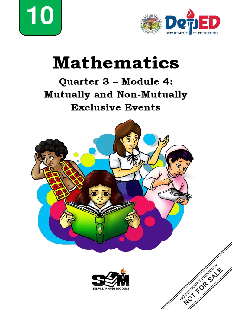 Mathematics: Quarter 3 - Module 4: Mutually and Non-Mutually Exclusive Events | PDF | Learning