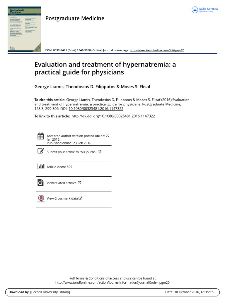 Evaluation and Treatment of Hypernatremia | PDF | Saline (Medicine ...