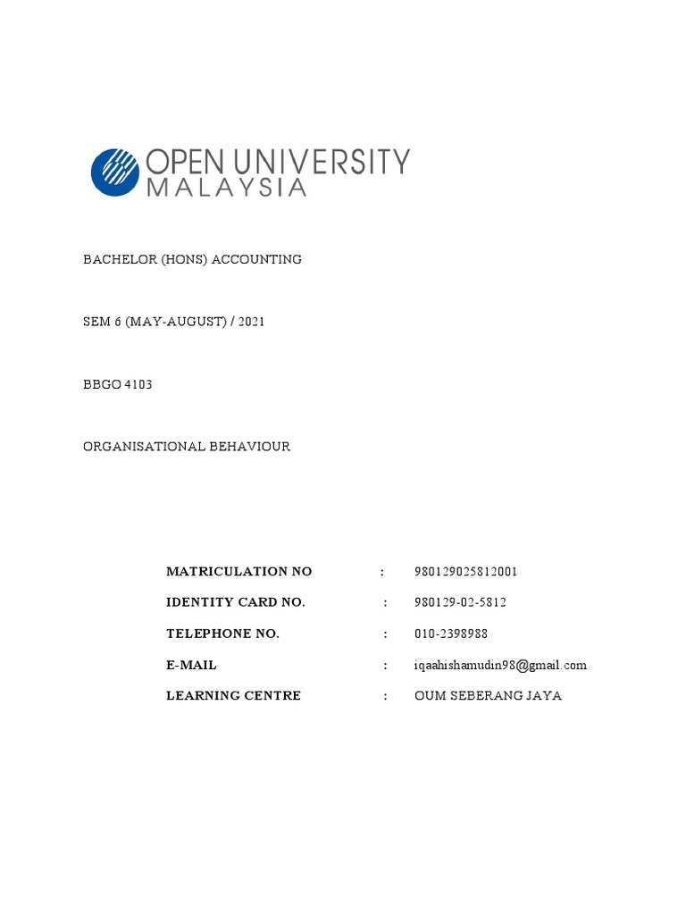 Assignment BBGO 4103 | PDF