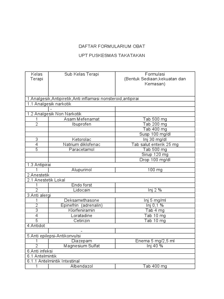 Daftar Formularium Obat | PDF