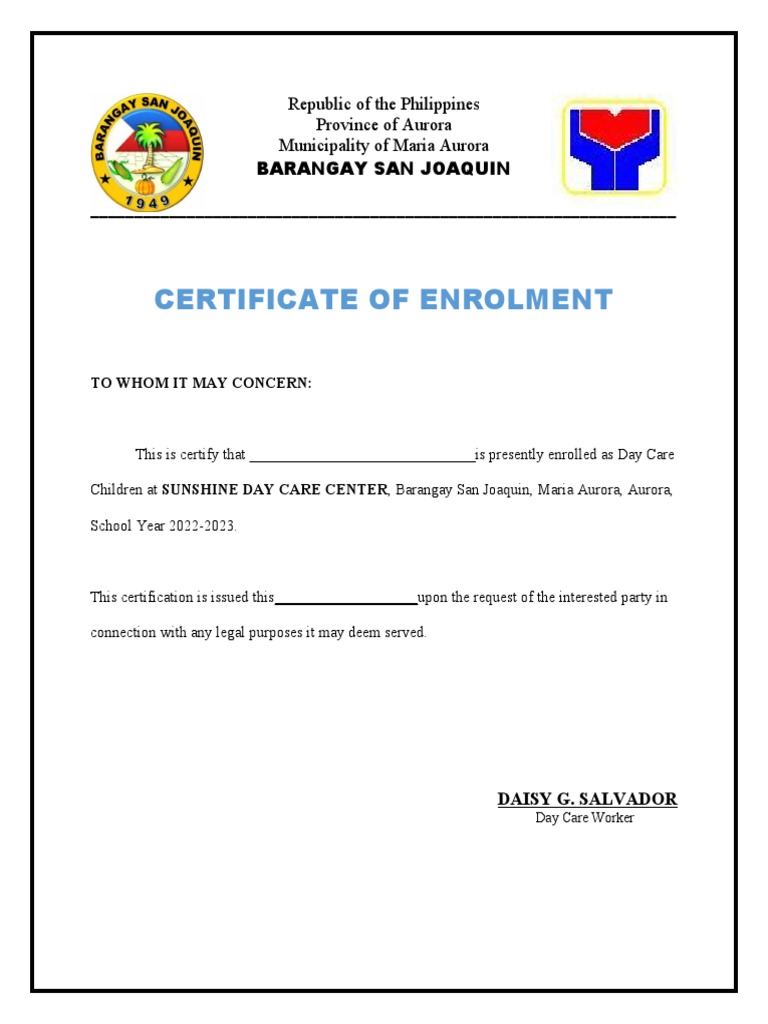 Certificate of Enrollment | PDF