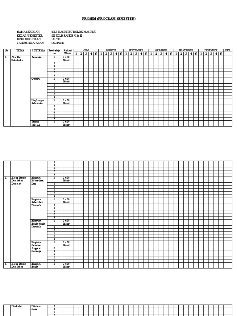 Prosem Kelas 3 Fase B | PDF