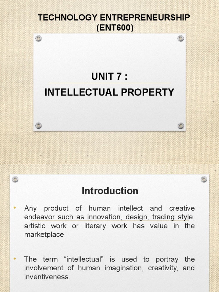 Unit 7 Intellectual Property | PDF | Trademark | Patent