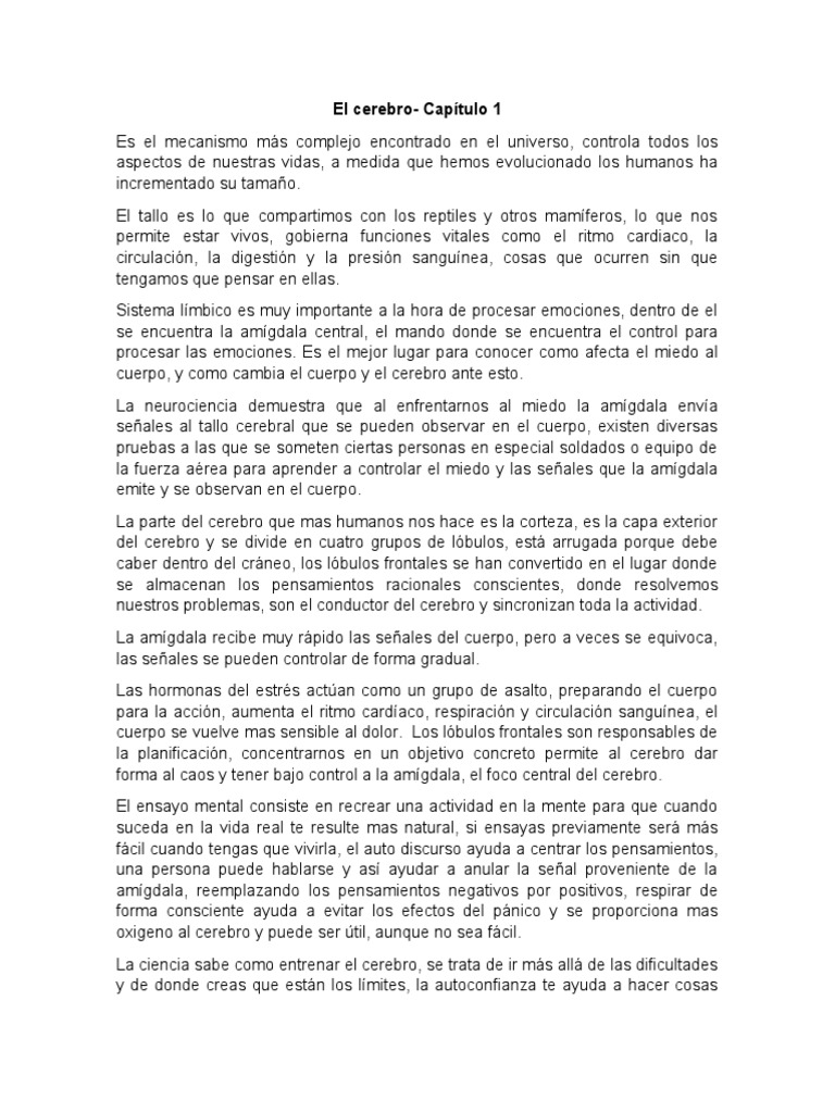 El Cerebro Capítulo1 | PDF | Cerebro | Temor