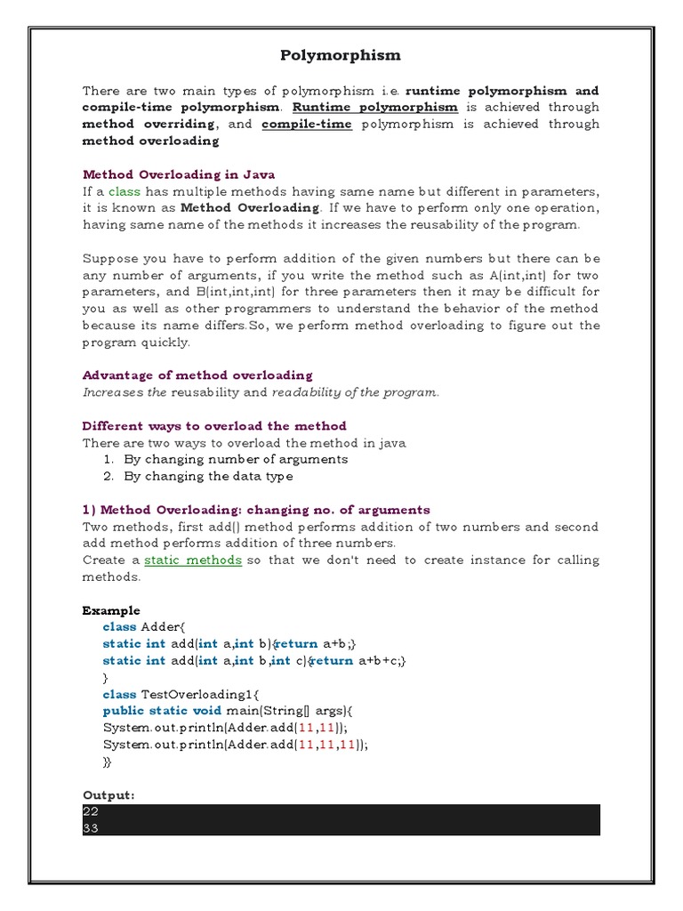 Polymorphism Pdf Method Computer Programming Inheritance Object Oriented Programming