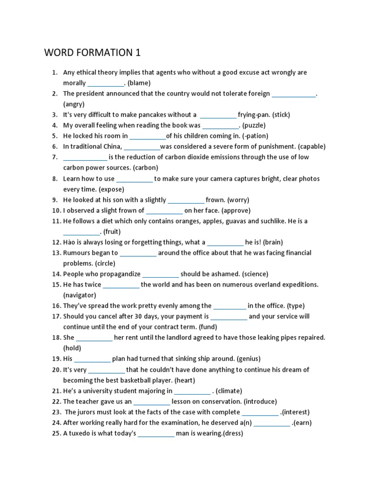 Word Formation 1 | PDF
