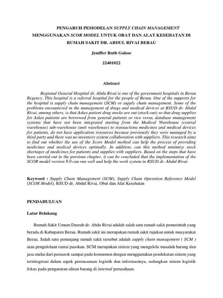 Artikel Ilmiah Penelitian SCM RSUD Dr. Abdul Rivai | PDF | Supply Chain | Supply Chain Management