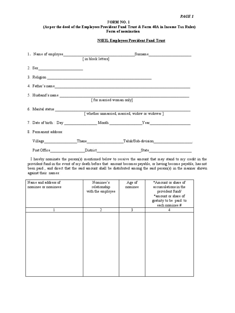 (As Per The Deed of The Employees Provident Fund Trust & Form 40A in ...