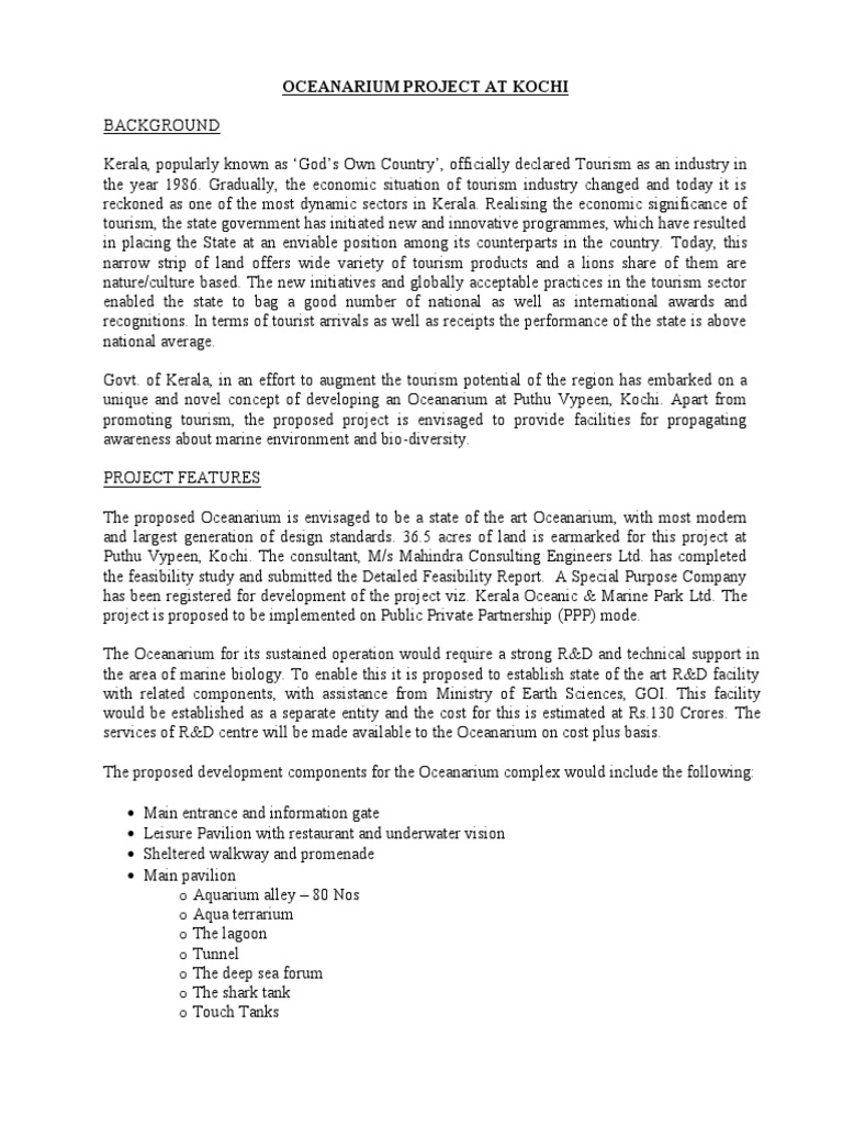 Oceanarium Project at Kochi - Emerging Kerala | PDF | Tourism | Kerala