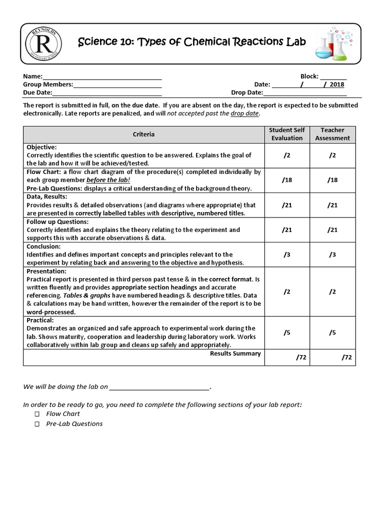 Types of Chemical Reactions Lab Report | PDF | Chemical Reactions ...