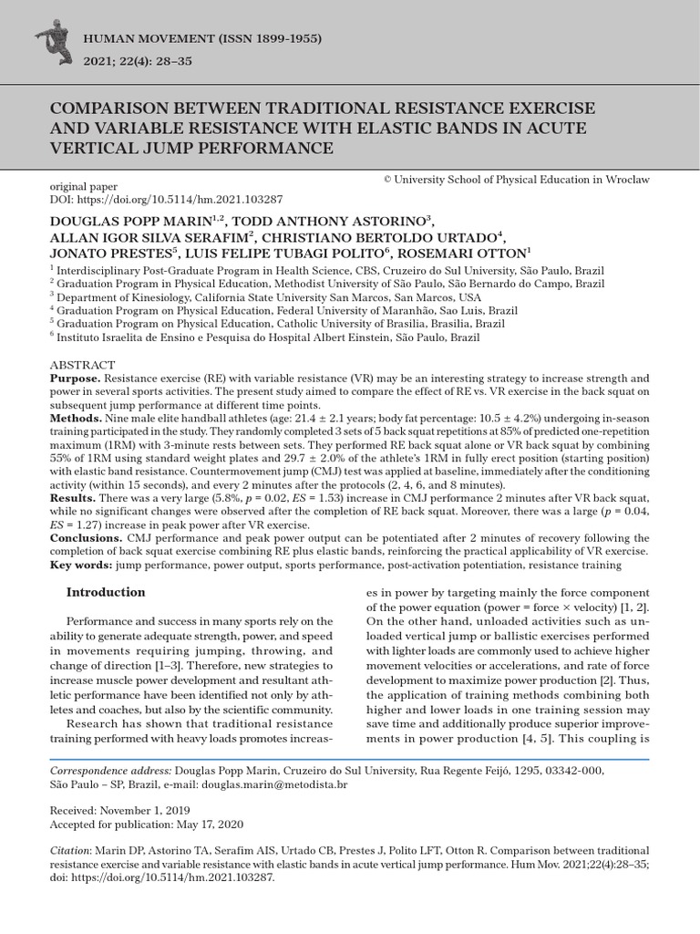 Comparison Between Traditional Resistance Exercise and Variable ...