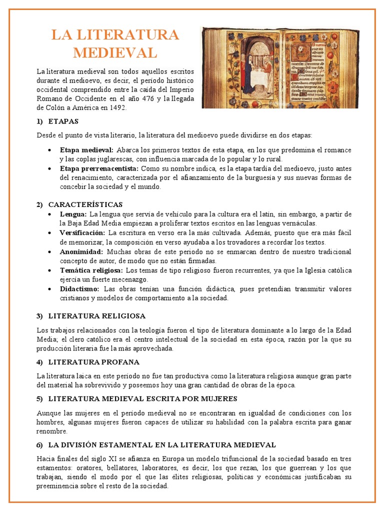 Literatura Medieval: Etapas y Características | PDF | Literatura ...