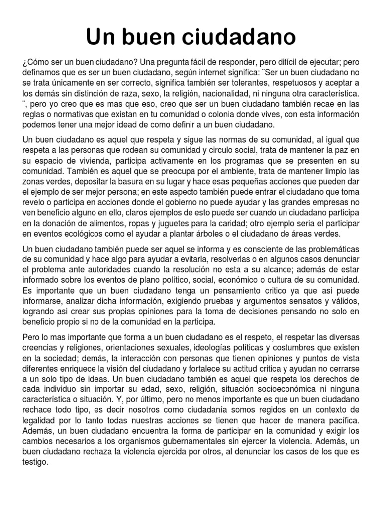 Definiendo al Buen Ciudadano | PDF | Violencia | Pensamiento crítico