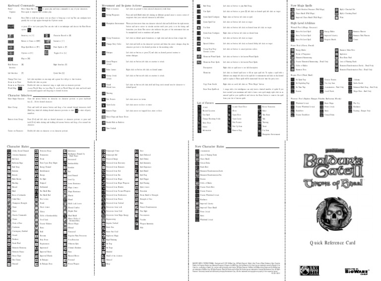 Keyboard Commands Movement and In-Game Actions New Mage Spells | PDF ...