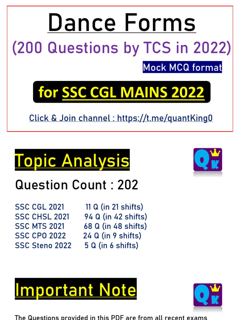 Dance Forms (200 TCS PYQ) | Download Free PDF | Concert Dance ...