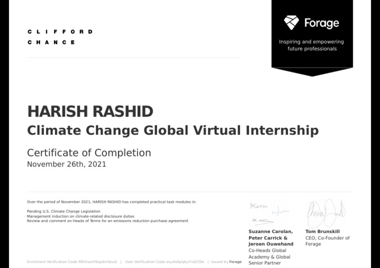 Climate Change Certificate | PDF