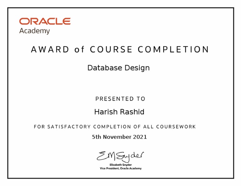 Oracle Certificate | PDF