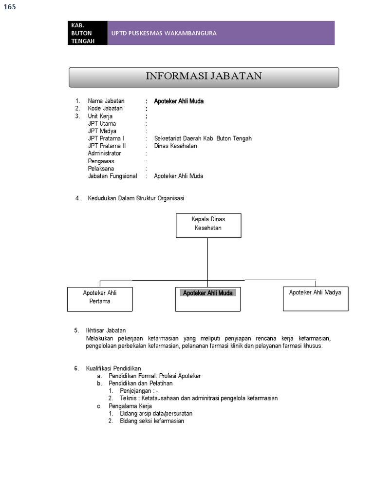 Informasi Jabatan: Kab. Buton Tengah Uptd Puskesmas Wakambangura | PDF