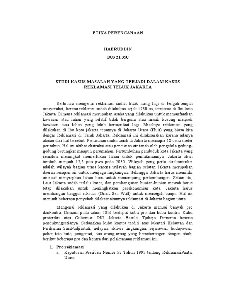 Haeruddin D0321350 EtikaPerencanaan | PDF
