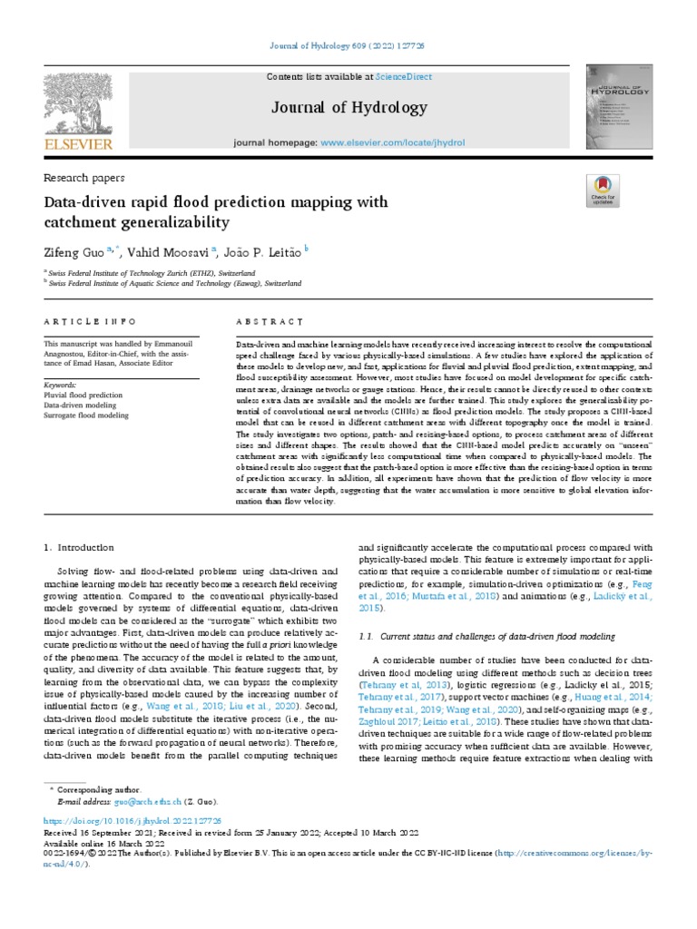 Data Driven Rapid Flood Prediction Mapping With Catchmen - 2022 - Journal of Hyd | PDF ...