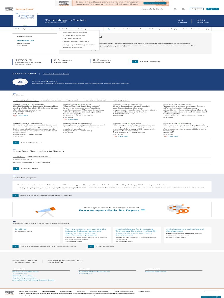 Technology in Society - Journal - ScienceDirect - Com by Elsevier | PDF | Academic Journal ...