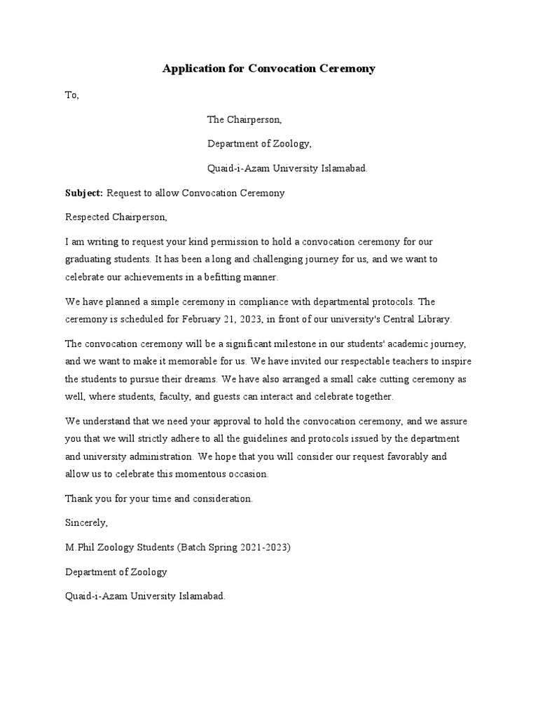 Application For Convocation Ceremony | PDF