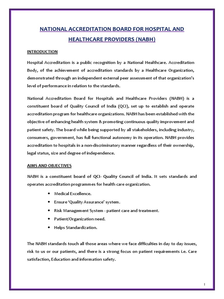 An Overview of the National Accreditation Board for Hospitals and Healthcare Providers and its ...