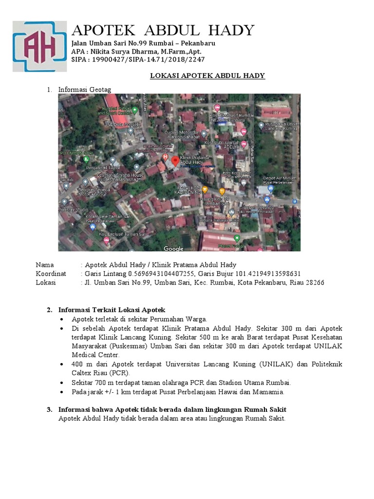 Lokasi Apotek Abdul Hady | PDF