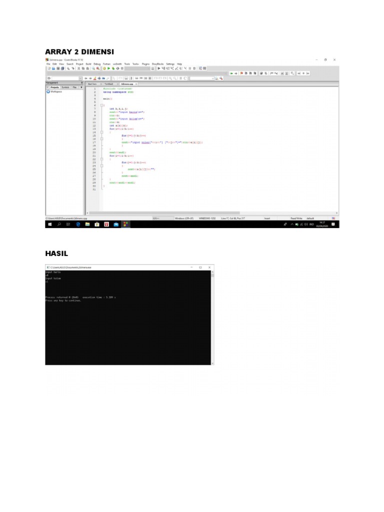 Array 2 Dimensi PDF | PDF