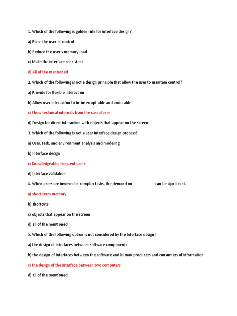 User Interface Design MCQ With Answer | PDF
