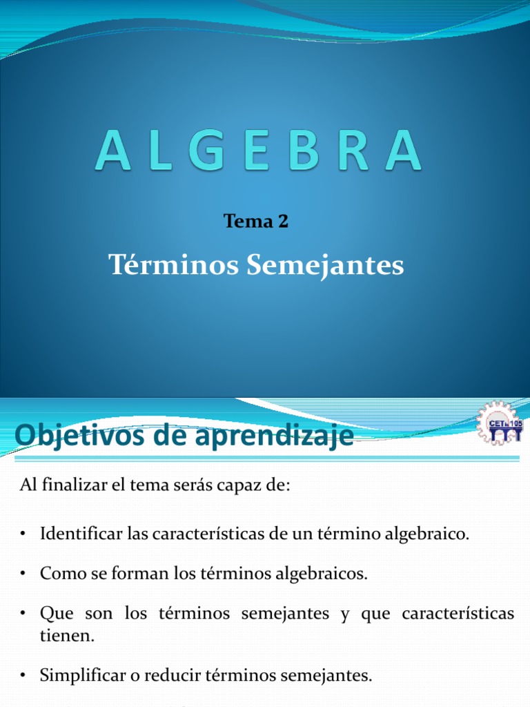 Términos Semejantes en Álgebra | PDF | Matemática Elemental | Álgebra