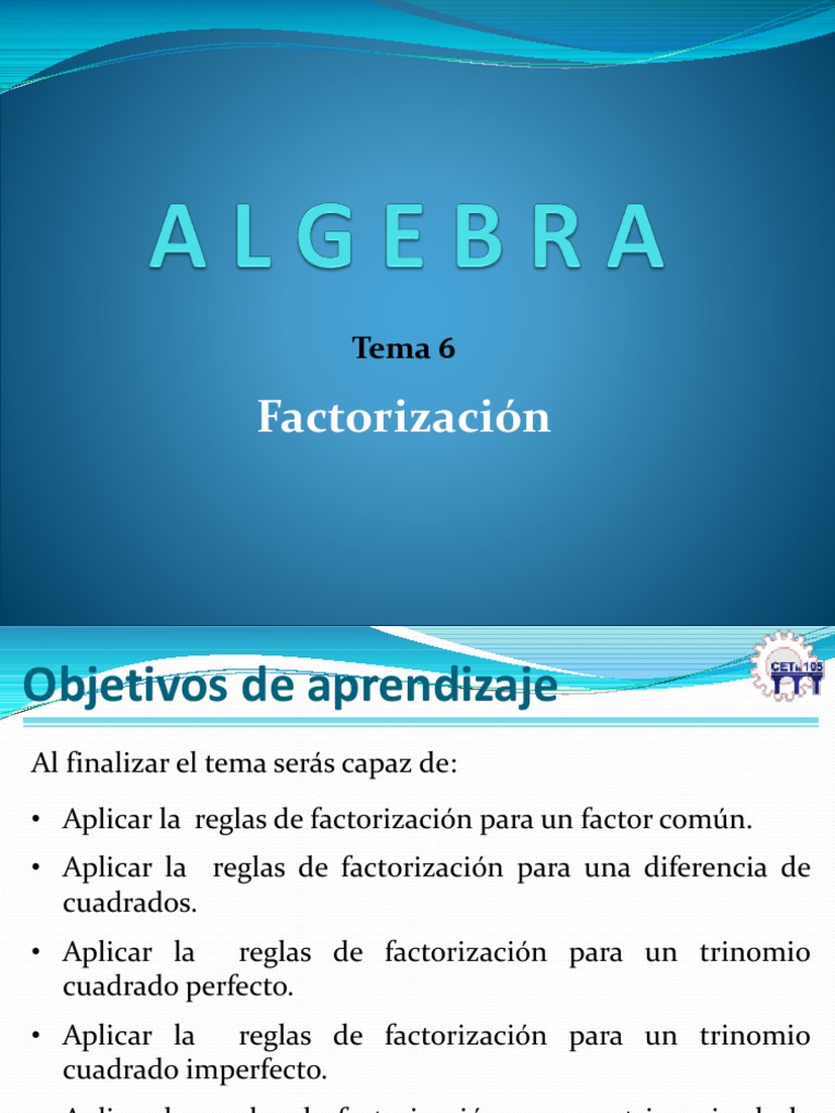 TEMA 6. (Factorizacion) | PDF | Factorización | Multiplicación