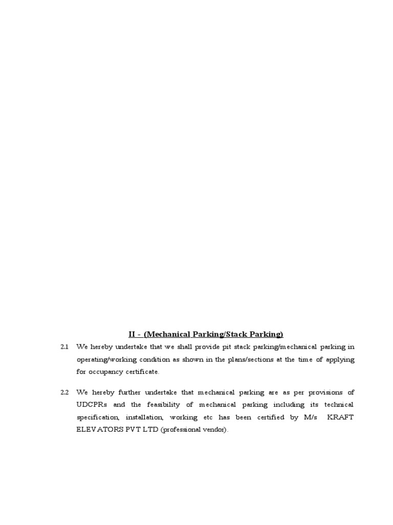 617 - Undertaking Clause Related To Mechanical Parking - 200 Rs | PDF