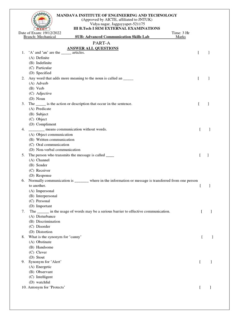 ADV Communication Skills LAB QP | PDF | United Nations Framework Convention On Climate Change ...
