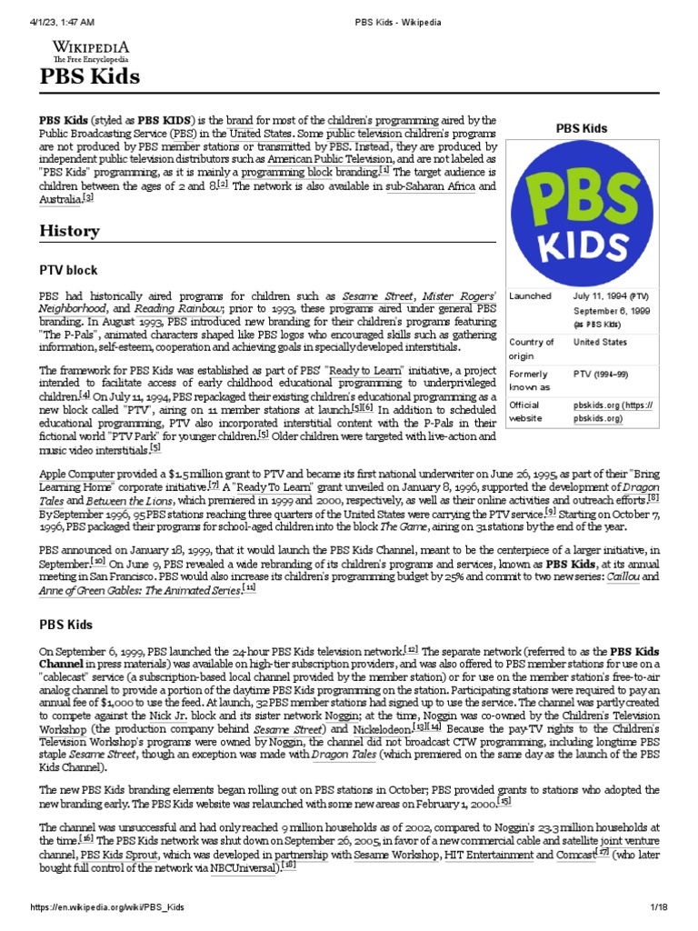 PBS Kids - Wikipedia | PDF | Pbs Kids | Public Broadcasting