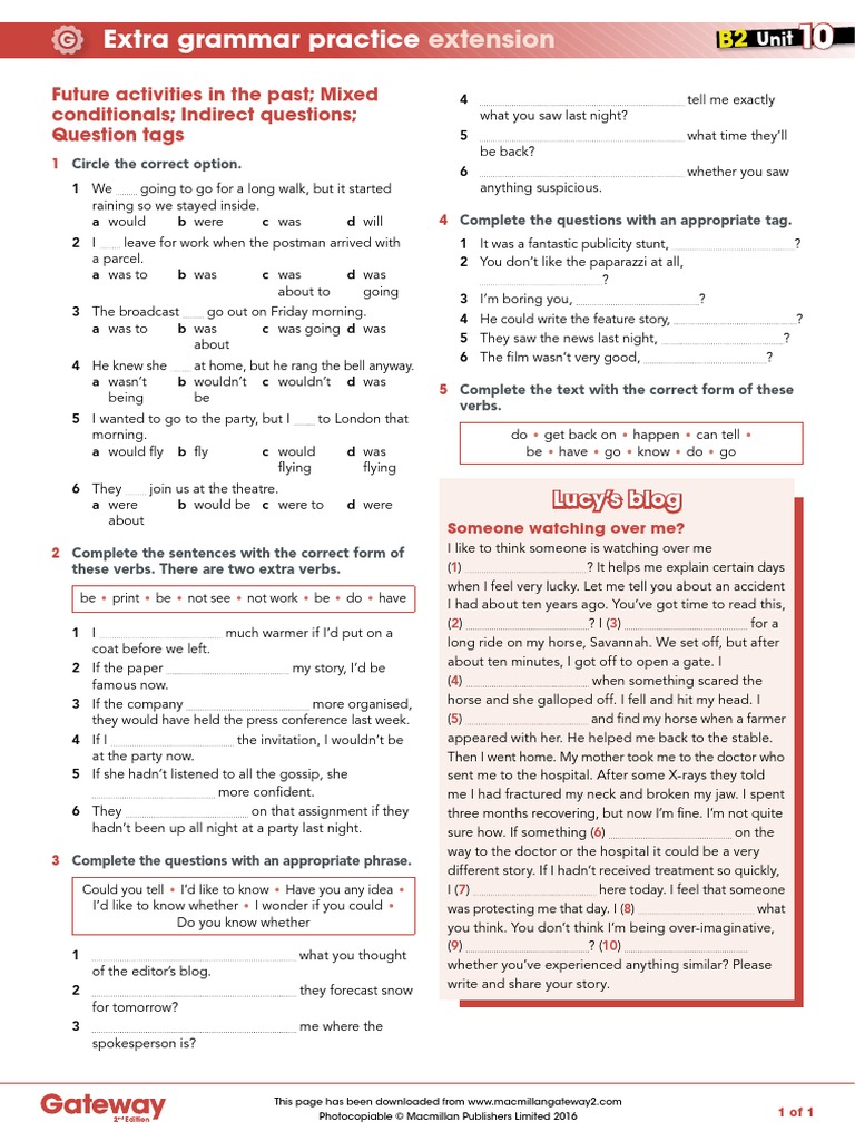 B2 UNIT 10 Extra Grammar Practice Extension | PDF