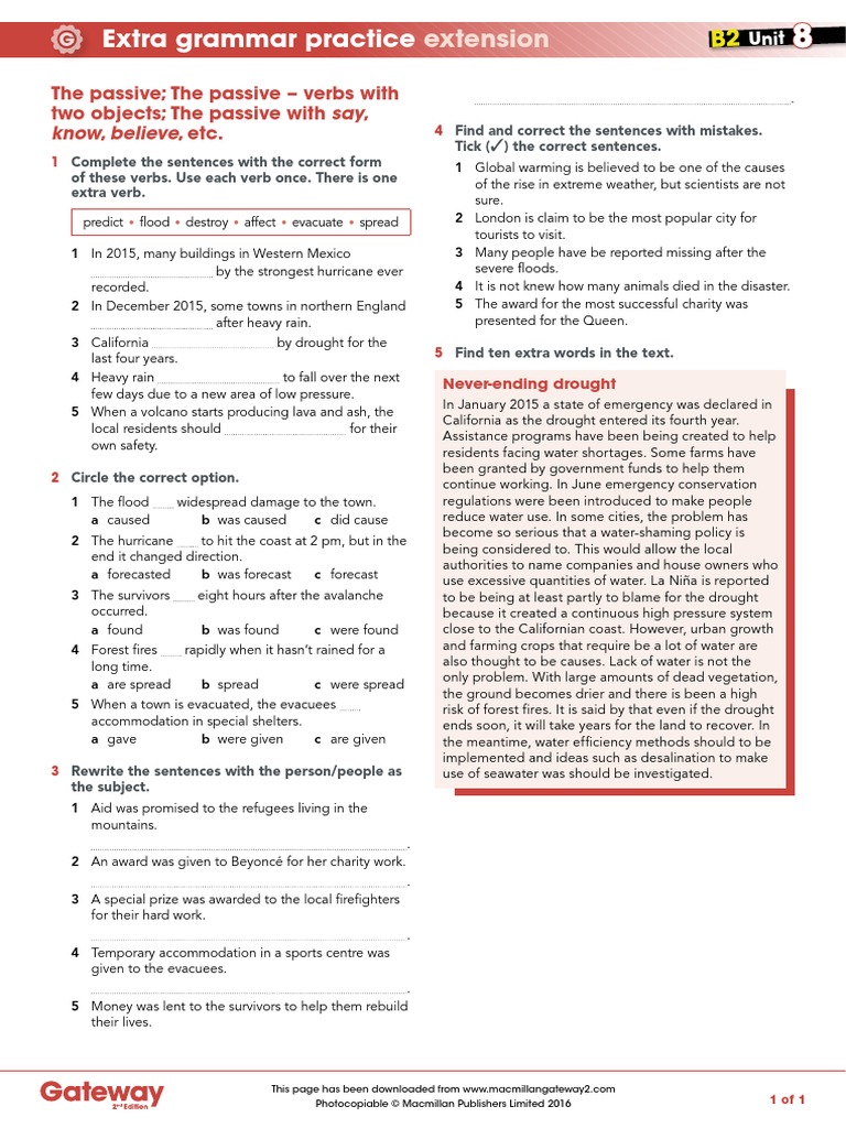 B2 UNIT 8 Extra Grammar Practice Extension | PDF | Drought | Natural Events