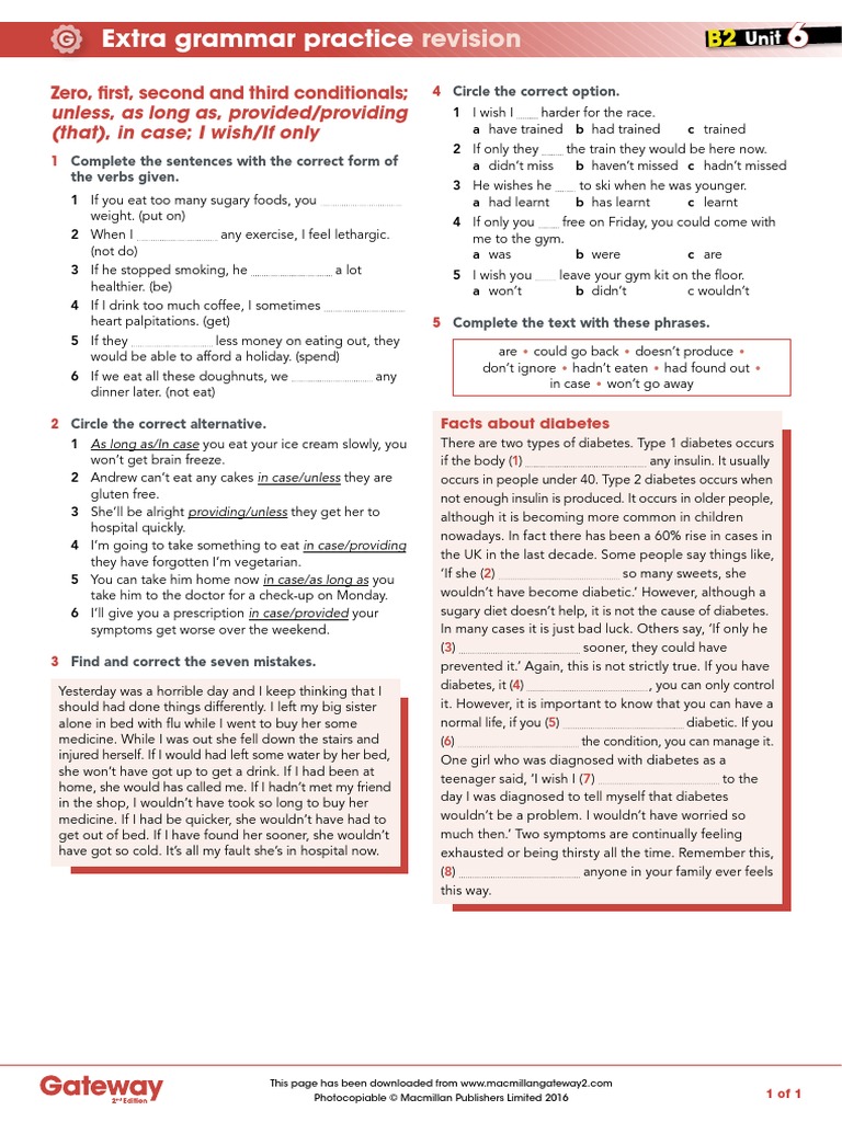 B2 UNIT 6 Extra Grammar Practice Revision | PDF | Diseases And Disorders | Clinical Medicine