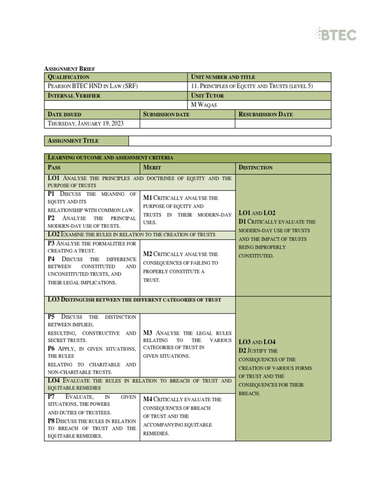 Equity & Trusts Assignment Guide | PDF | Trust Law | Equity (Law)
