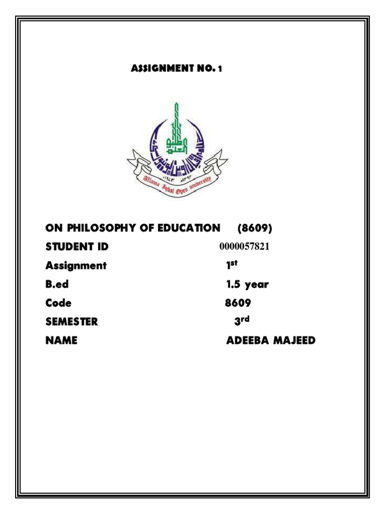 Assignment of 8609 | PDF | Knowledge | Reason