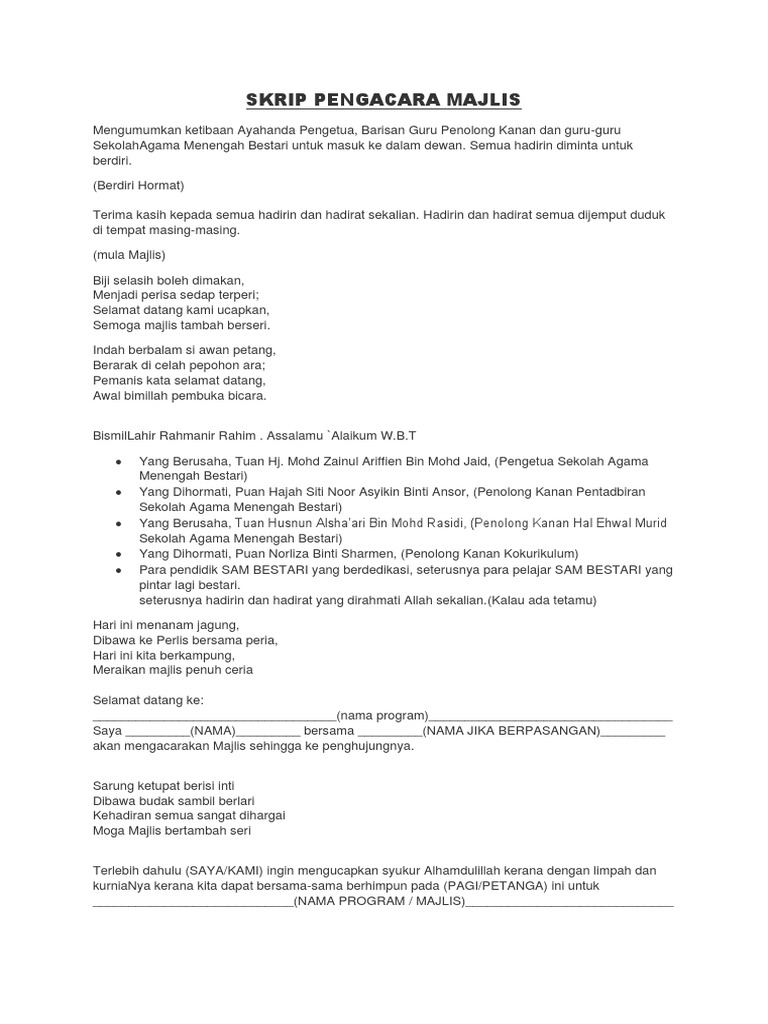 Skrip Pengacara Majlis | PDF