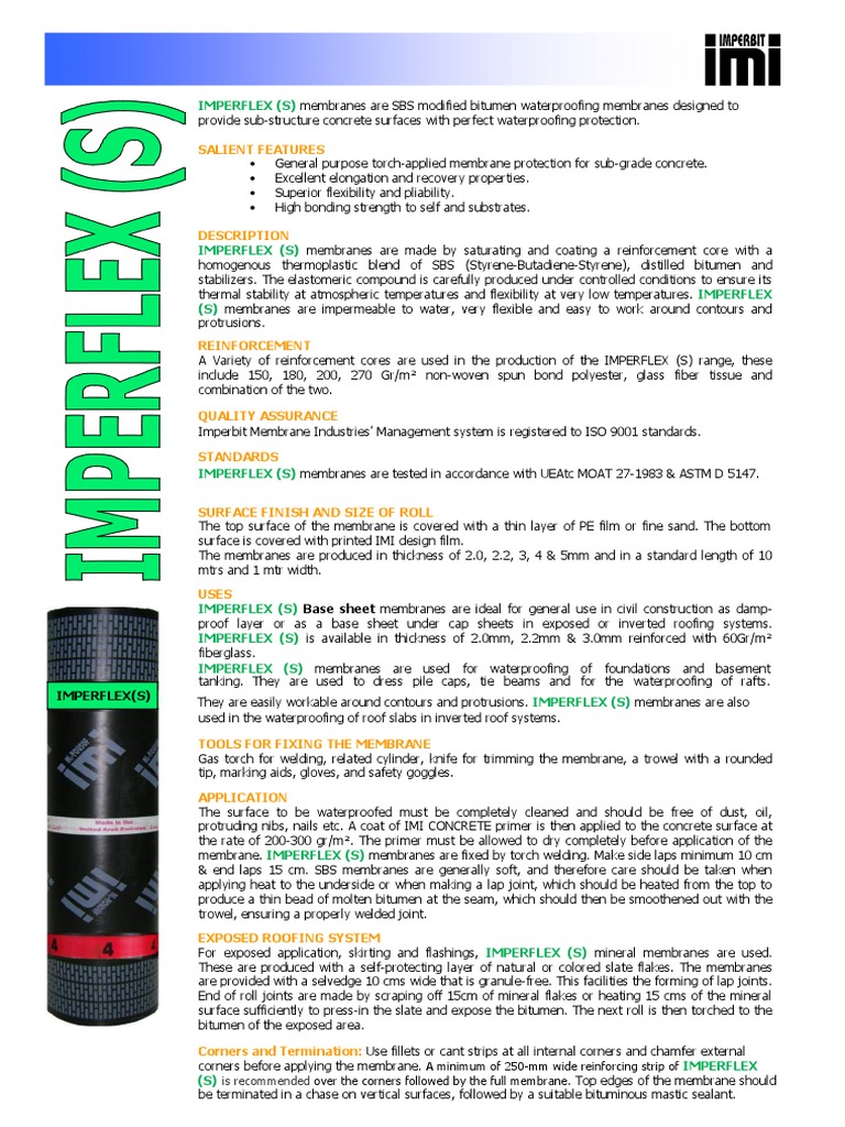 Salient Features: Imperflex (S) | PDF | Nonwoven Fabric | Concrete