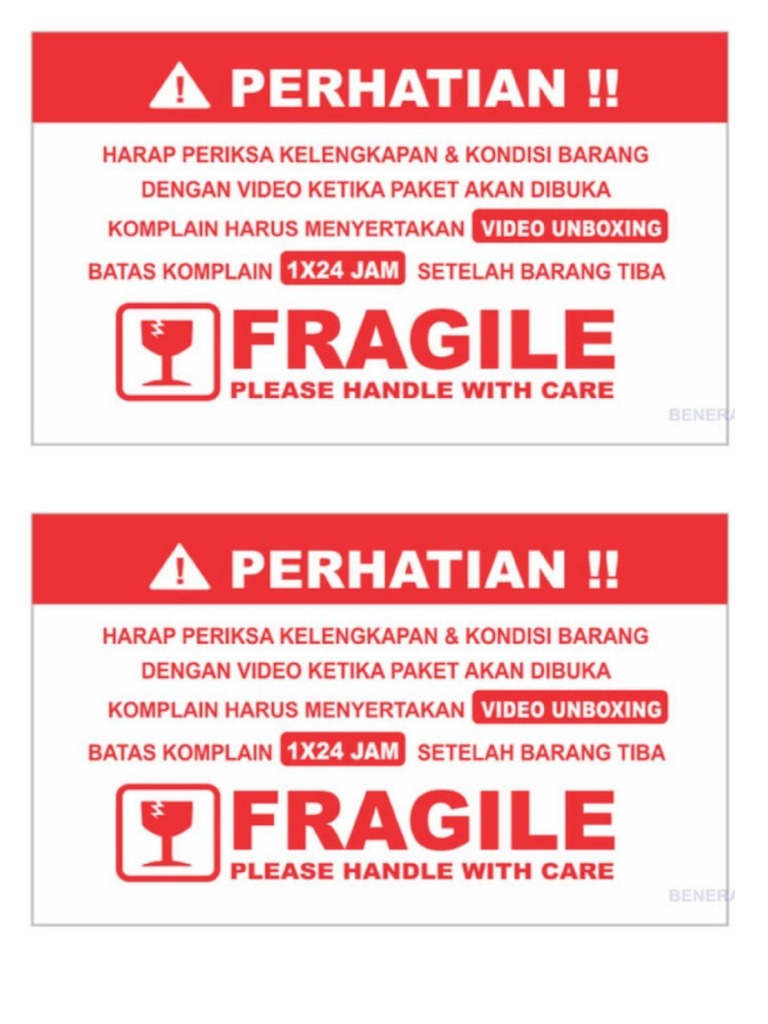 Stiker Fragile | PDF
