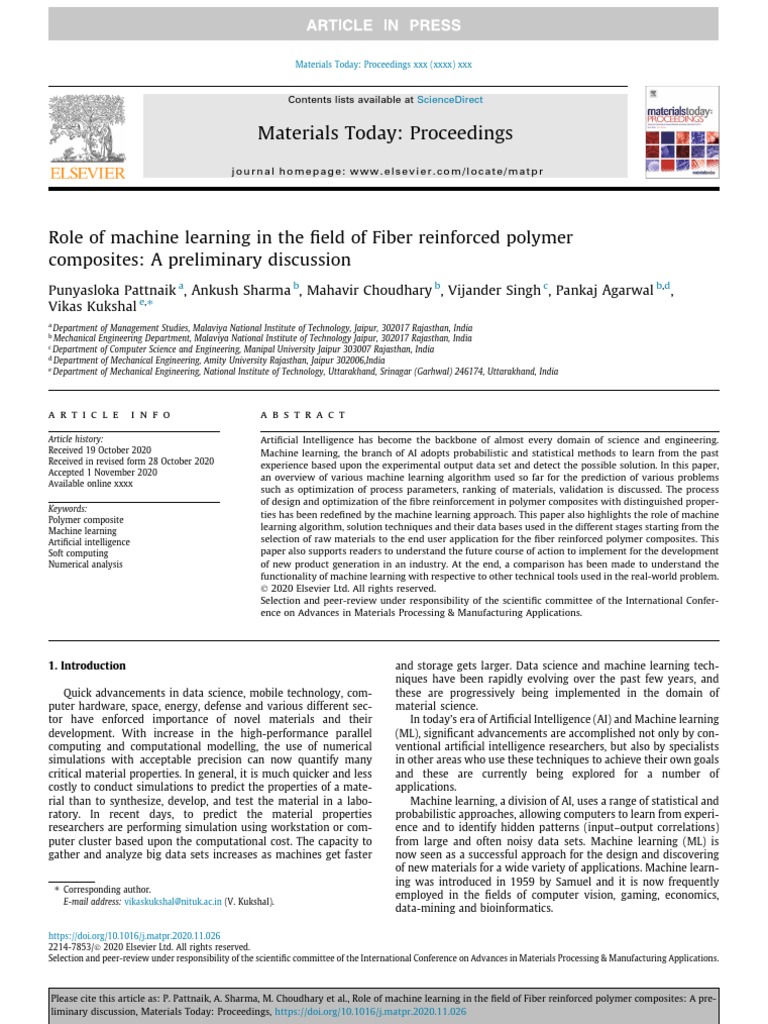 Machine Learning in Fiber Reinforced Polymer Composites | PDF | Machine ...