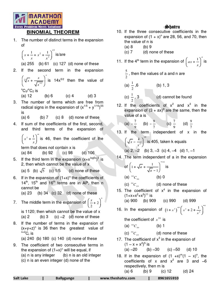 Binomial Theorem | PDF | Mathematical Concepts | Complex Analysis