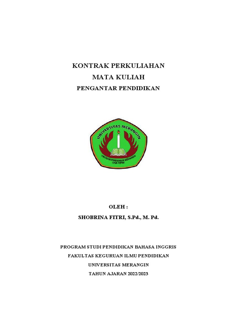 Kontrak Perkuliahan Pengantar Pendidikan | PDF